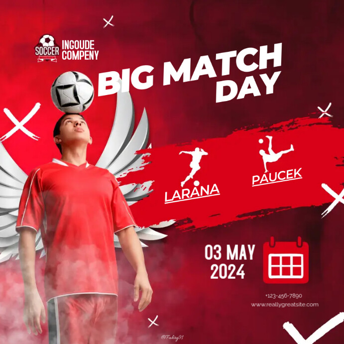 red and white moderen big match Template | PosterMyWall