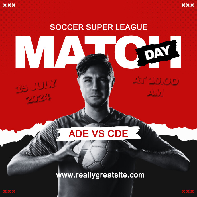 Red and White Modern Abstract Soccer Match Da Template | PosterMyWall