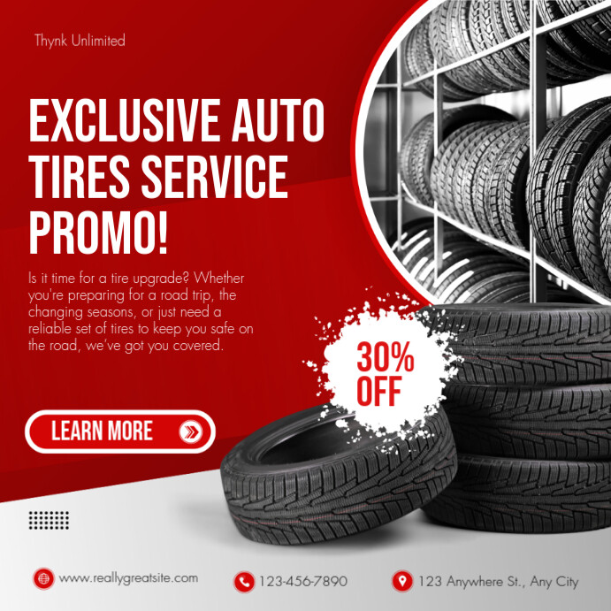 Red And White Modern Auto Tires Services Instagram Post Template ...
