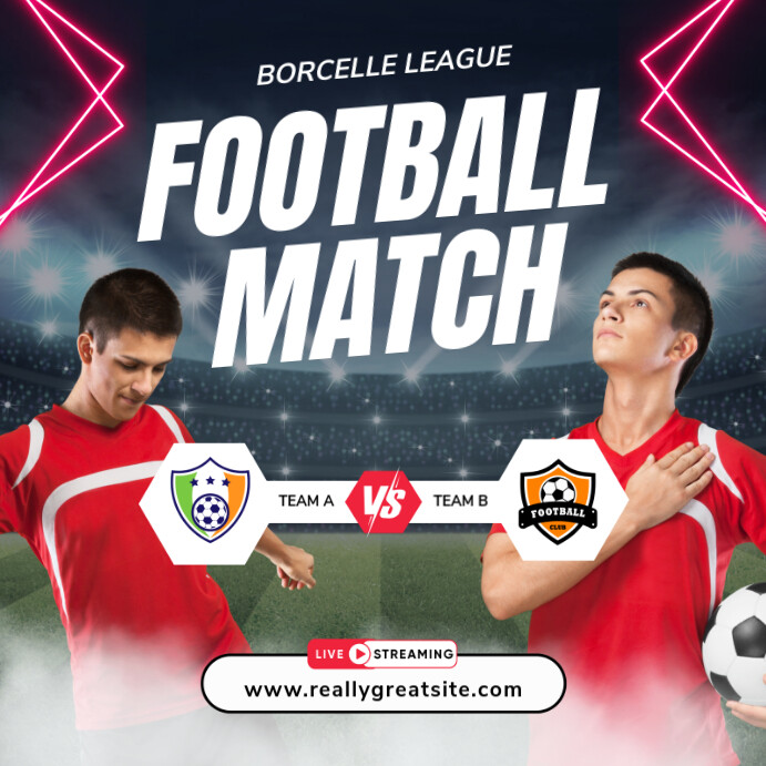 Copy of Red and White Modern Bold Football Match Instagram Post ...