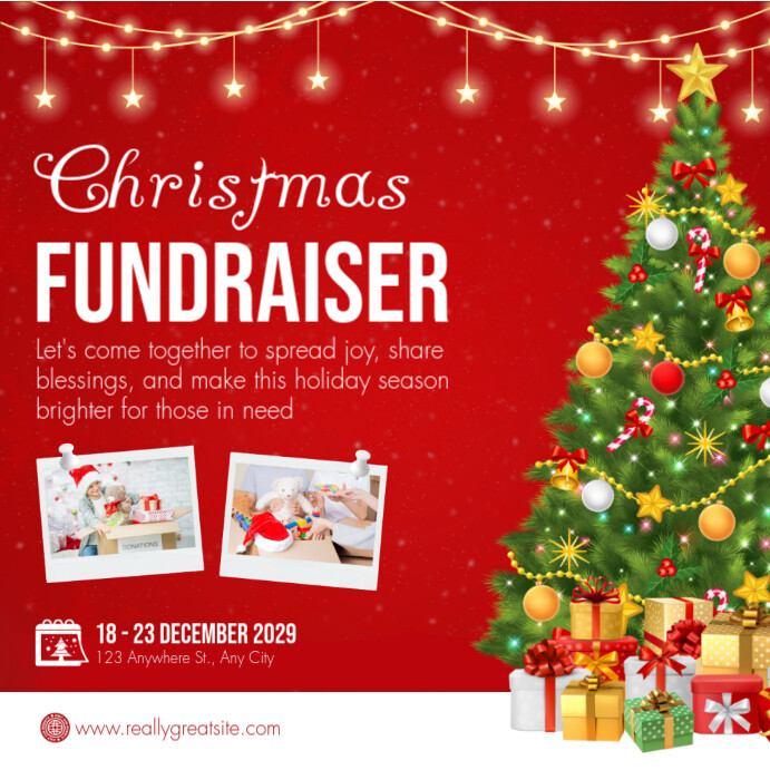 Red and White Modern Christmas Fundraiser Instagram Post Template ...