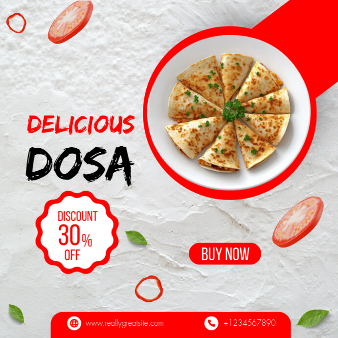Red and White Modern Dosa Food Instagram Post Template | PosterMyWall