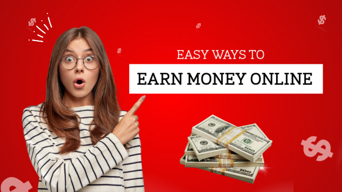 Red And White Modern Easy Ways To Earn Money Template | PosterMyWall