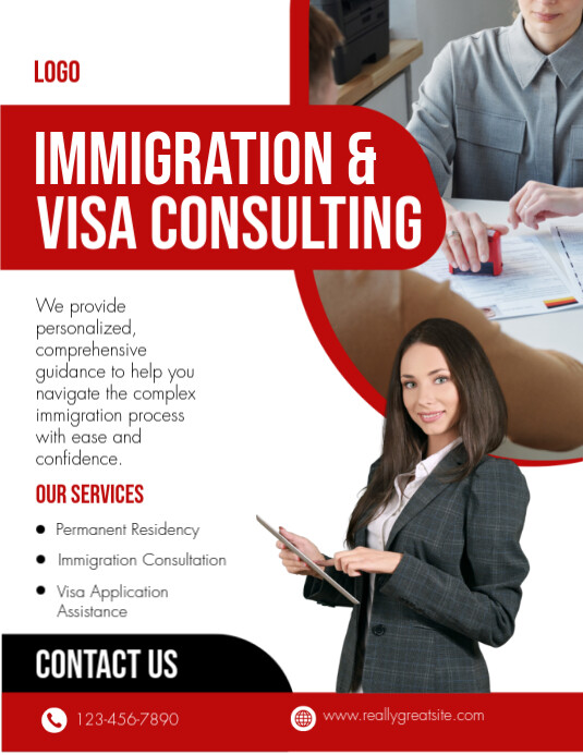Red And White Modern Immigration And Visa Consulting Flyer Template ...