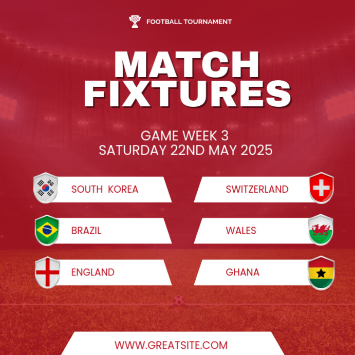 Copy of Red And White Modern Match Fixtures Instagram Post | PosterMyWall