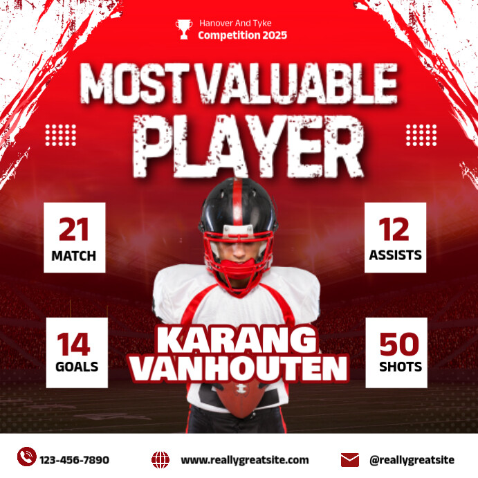 Red And White Modern Most Valueable Player Instagram Post Templat | PosterMyWall