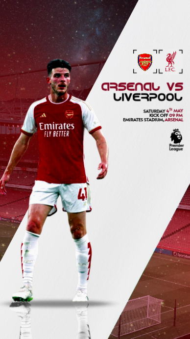 Red and White Modern Official Arsenal VS Liverpool Football Matchday ...