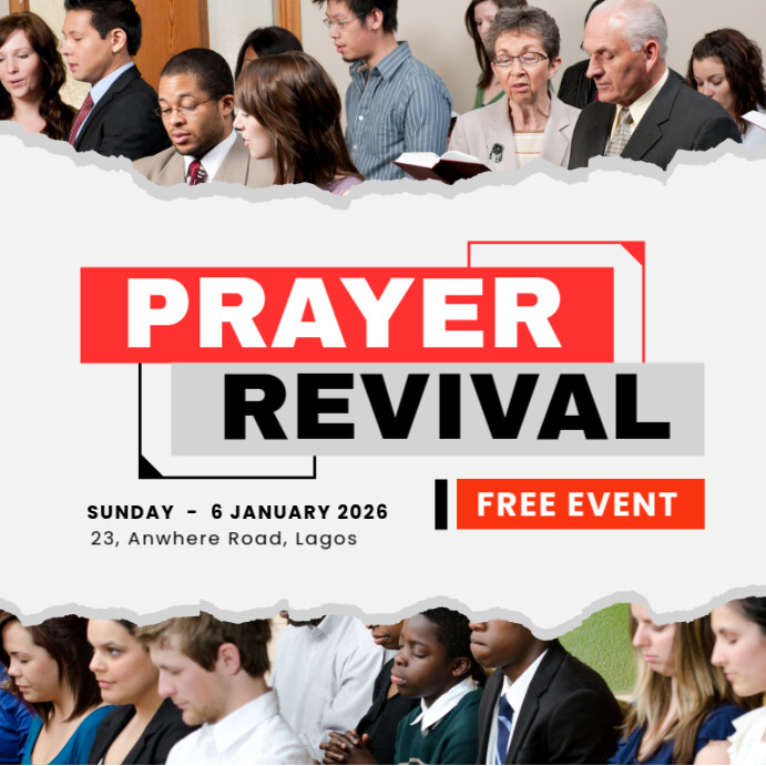 Red and White Modern Prayer Revival Template | PosterMyWall