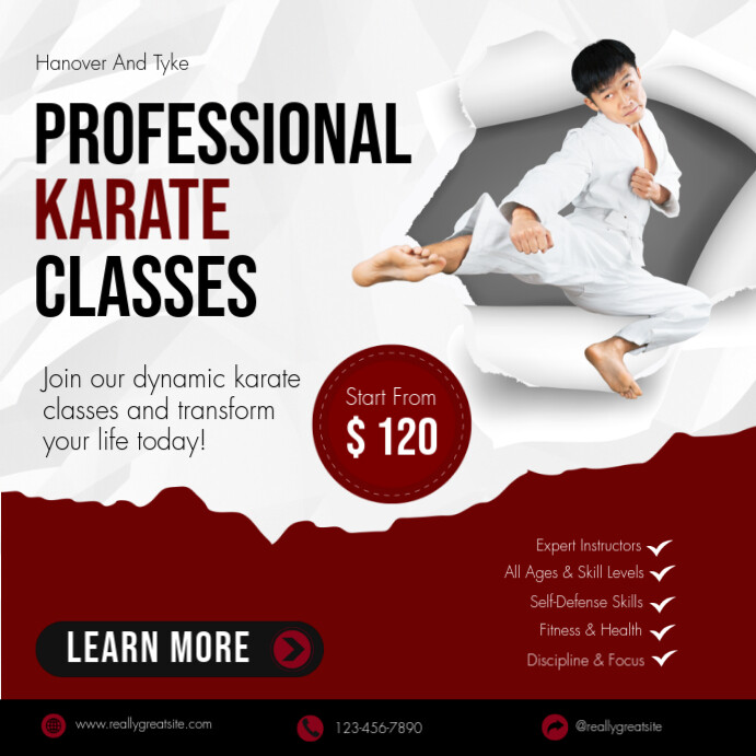 Red And White Modern Professional Karate Classes Instagram Post ...