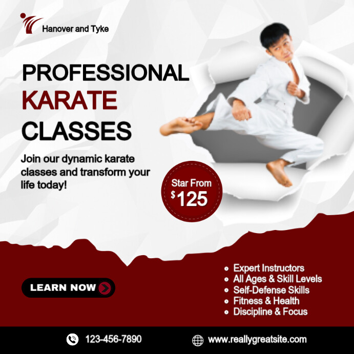 Red And White Modern Professional Karate Classes Instagram Post ...