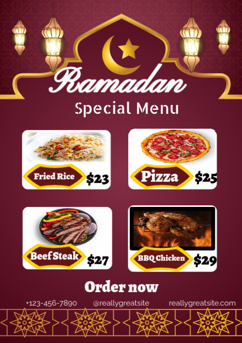Copy of Red and White Modern Ramadan Special Menu | PosterMyWall