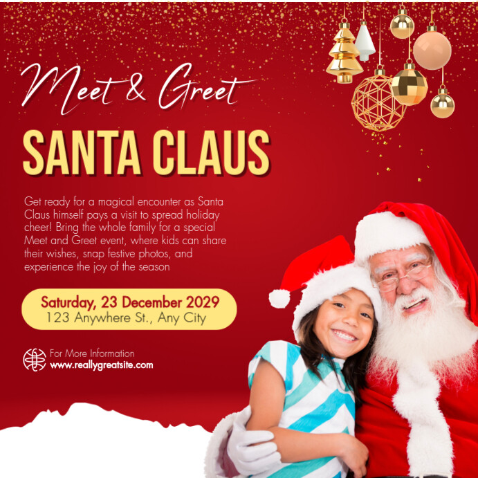 Red and White Modern Santa Claus Meet and Greet Instagram Post Template ...