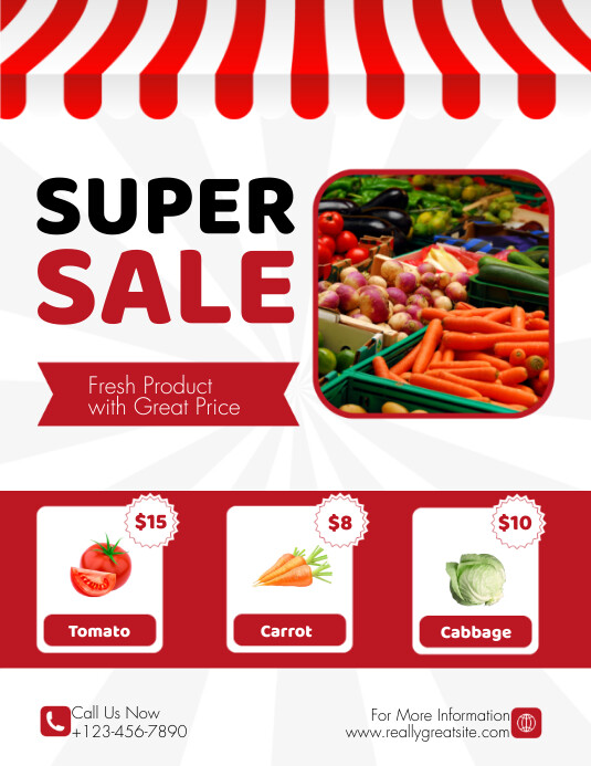 Copy of Red and White Modern Supermarket Product Cata | PosterMyWall