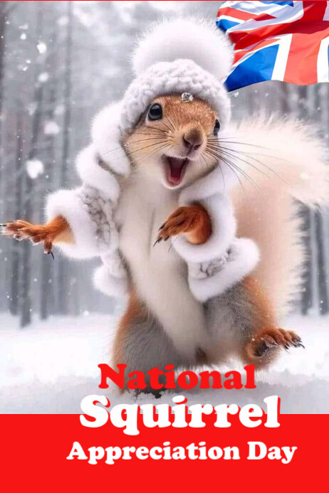 Red and White National Squirrel Appreciation Day Poster Template ...