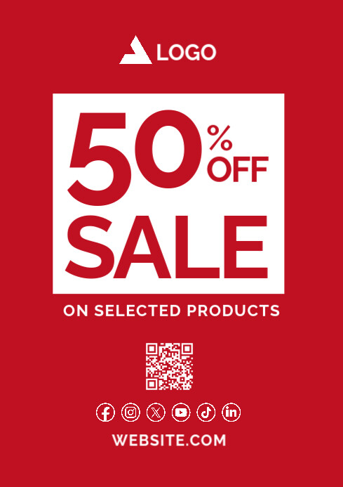 Red and White Sale Big A1 Poster Wallboard Ba Template | PosterMyWall