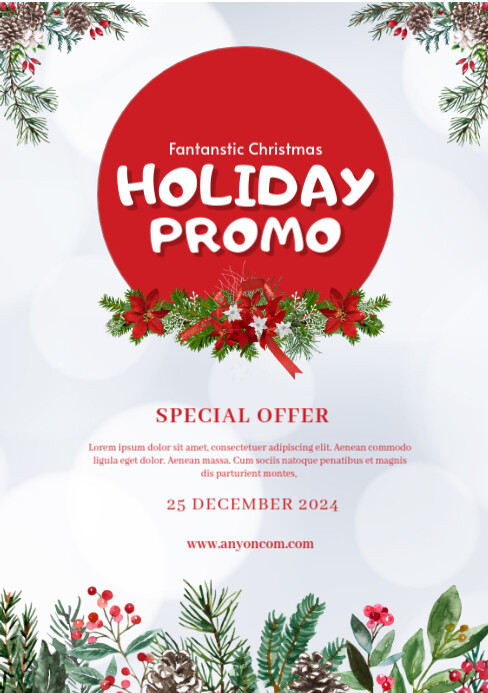 Red and White Simple Holiday Promo Poster Template | PosterMyWall