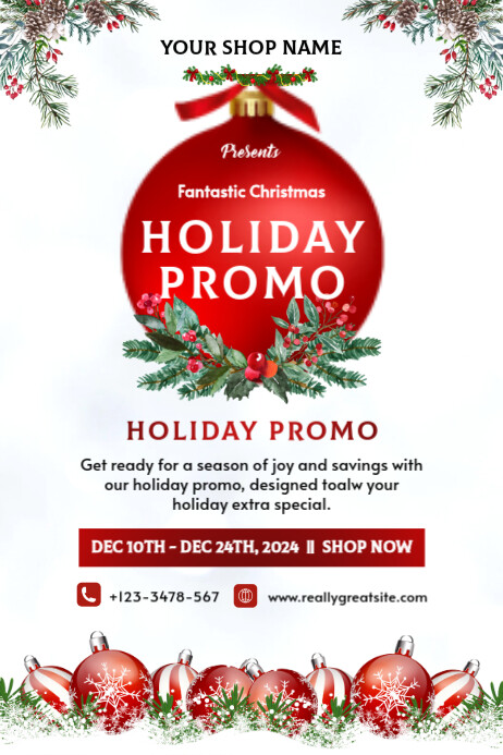 Plantilla de Red and White Simple Professional Christmas Holiday Promo ...