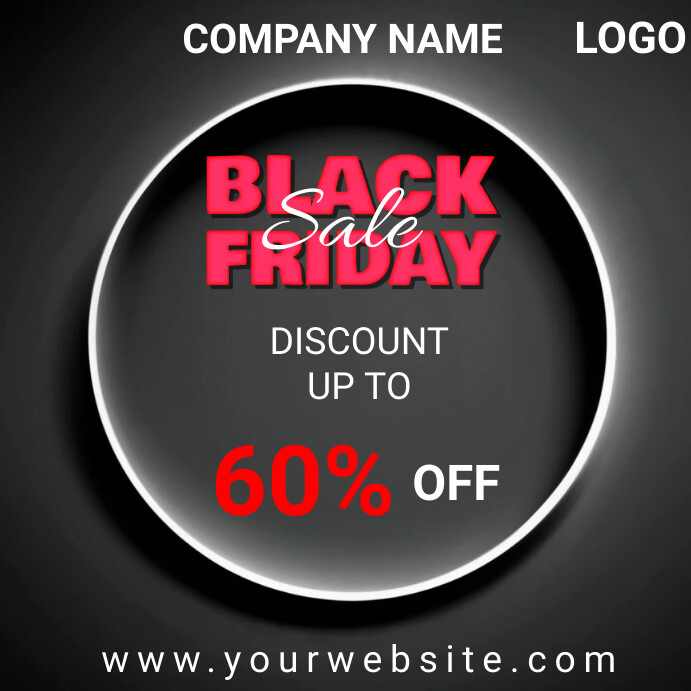 Red and White Vintage Circle Black Friday fly Template | PosterMyWall
