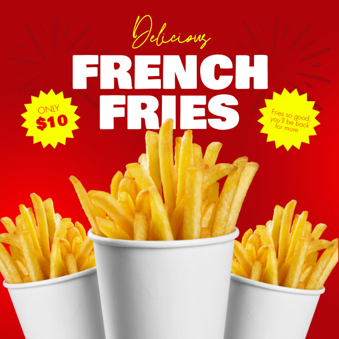 Plantilla de Red and Yellow Bold Modern French Fries Insta | PosterMyWall