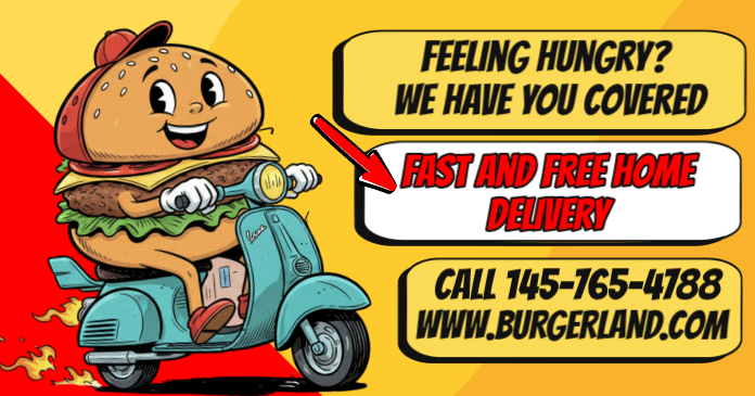 Red and Yellow Burger Restaurant Ad Facebook Shared Image Template ...