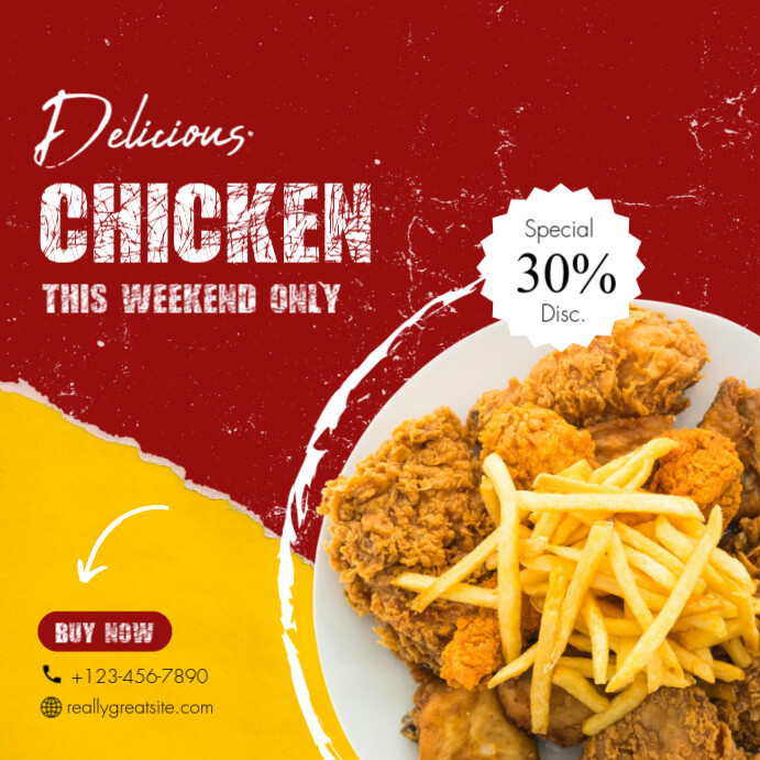Red and Yellow Fried Chicken Promotion Instagram Post Template ...