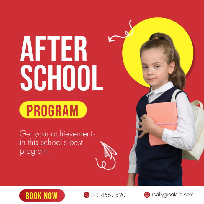 Red and Yellow Minimalist After School Progra Template | PosterMyWall