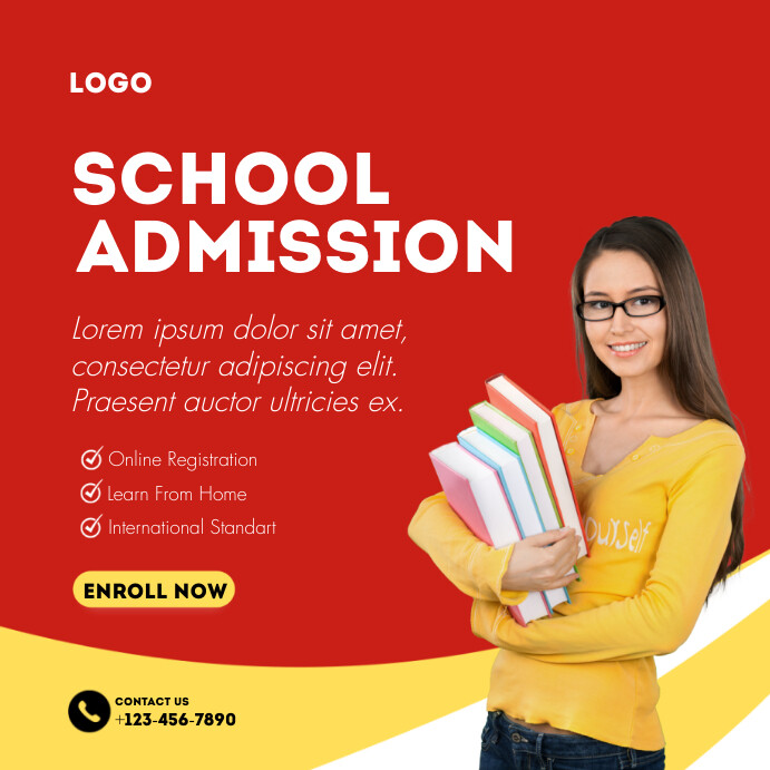 Modèle Red and Yellow Modern School Admission Instag | PosterMyWall