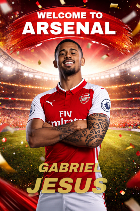 Red Arsenal Football Welcome Poster Template | PosterMyWall