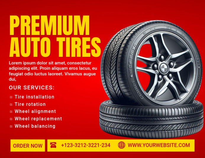Red Auto Tires Flyer Template | PosterMyWall