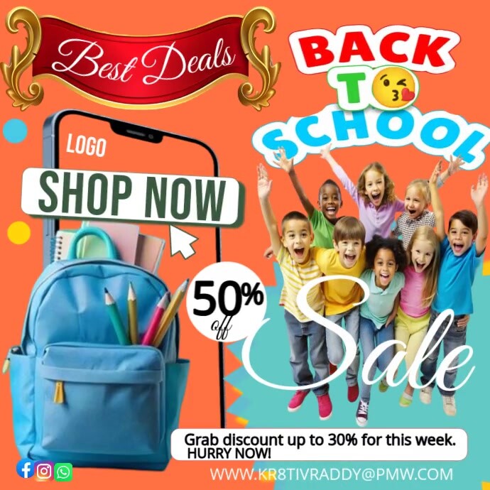 Red Back To School Sale Instagram Post Template | PosterMyWall