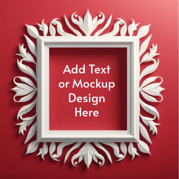 Copy of Red Background Greeting Card Design Template/ White Frame On ...