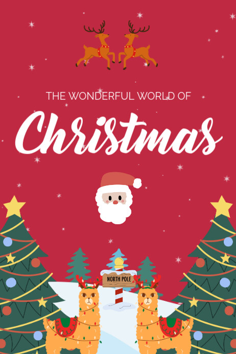 Red Background Illustration Christmas Poster Template | PosterMyWall