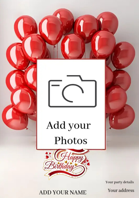Red balloon birthday background Template | PosterMyWall
