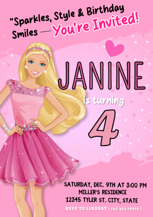 Red Barbie A4 Template | PosterMyWall
