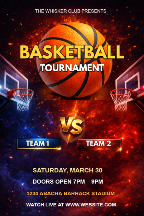 Red Basketball Tournament Poster Template | PosterMyWall