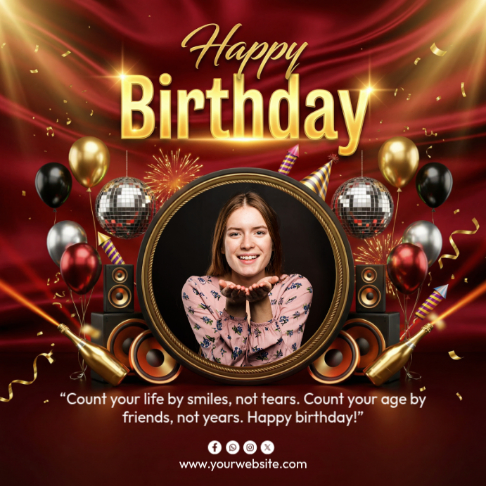 Red Birthday Celebration Instagram Post Template | PosterMyWall