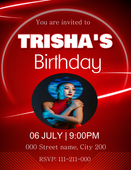 Red Birthday Party Flyer (us Letter) Template | PosterMyWall