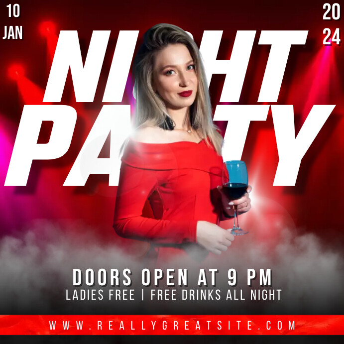 Red Black and White Modern Night Party Instag Template | PosterMyWall