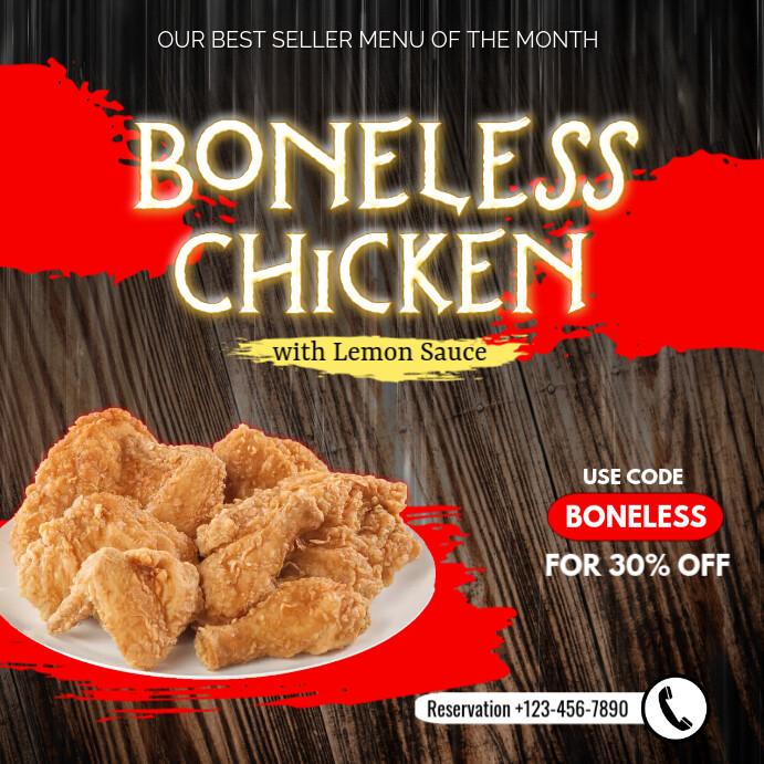 Red Black Modern Food Instagram Post Template | PosterMyWall