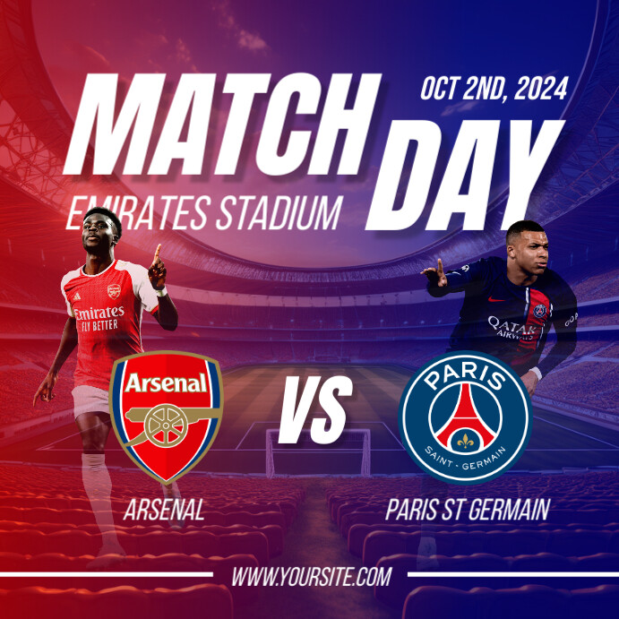 Plantilla de Red Blue Gradient Soccer Match Day Poster Ins | PosterMyWall