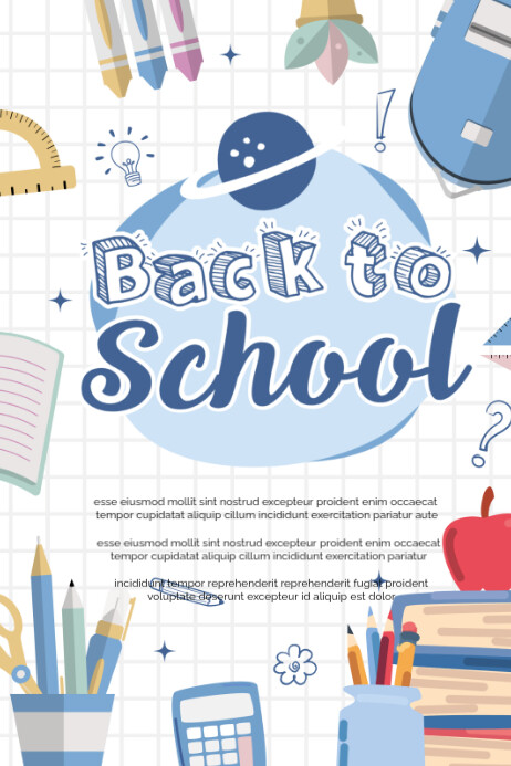 Red Blue Illustrative Back To School Poster Template | PosterMyWall