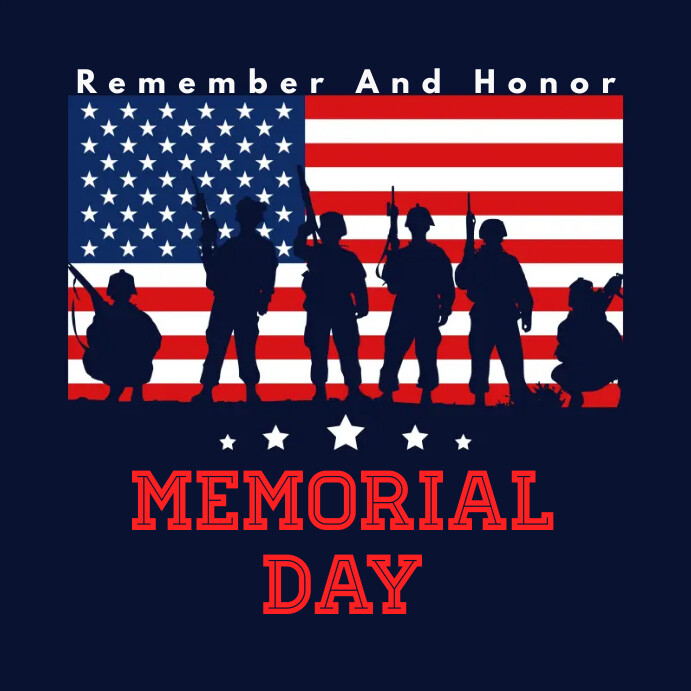Red Blue Simple Memorial Day Instagram Post Template | PosterMyWall