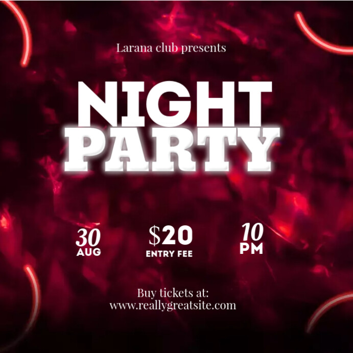 Plantilla de Red Bold Night Party Instagram Post | PosterMyWall