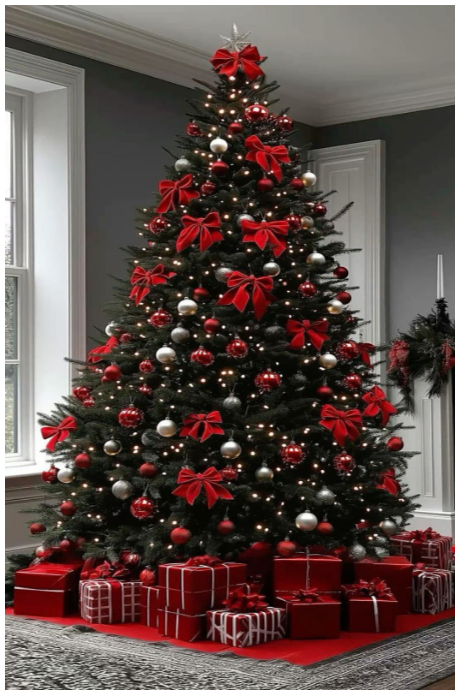 Copy of Red bow Christmas tree | PosterMyWall