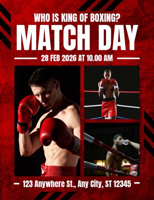 Red Boxing Match Flyer Template | PosterMyWall