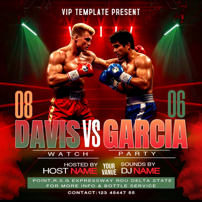 Plantilla de Red Boxing Watch Party Instagram Post | PosterMyWall