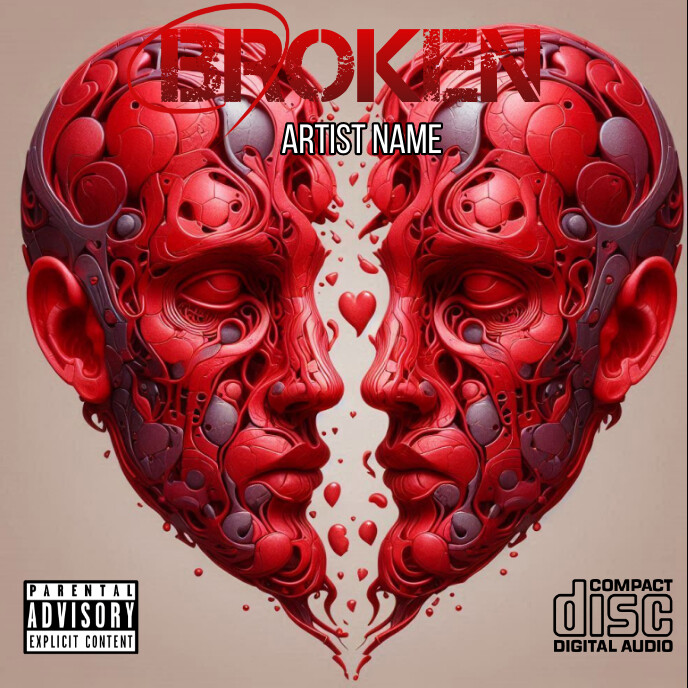 Red Broken Album Cover Template | PosterMyWall