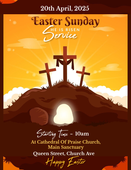 Red Brown Typographic Easter Sunday Service Flyer Template | PosterMyWall