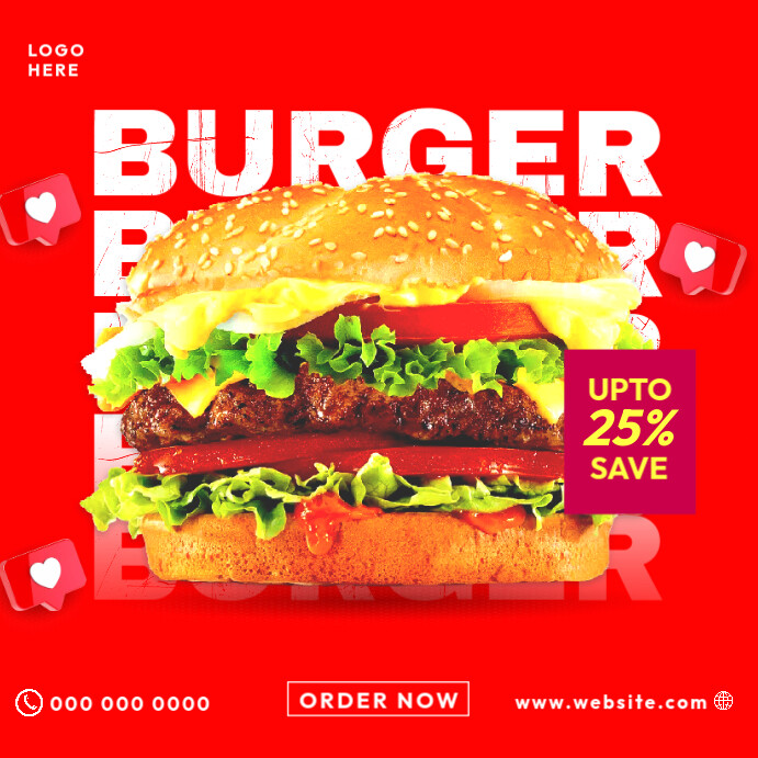 Red Burger Deal Instagram Post Template | PosterMyWall