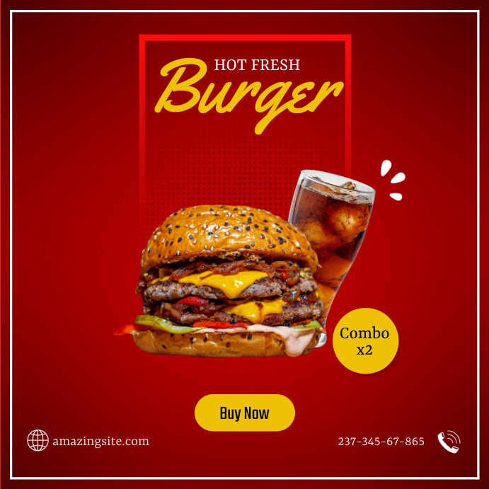 Red Burger sales & Combo (Instagram) Template | PosterMyWall